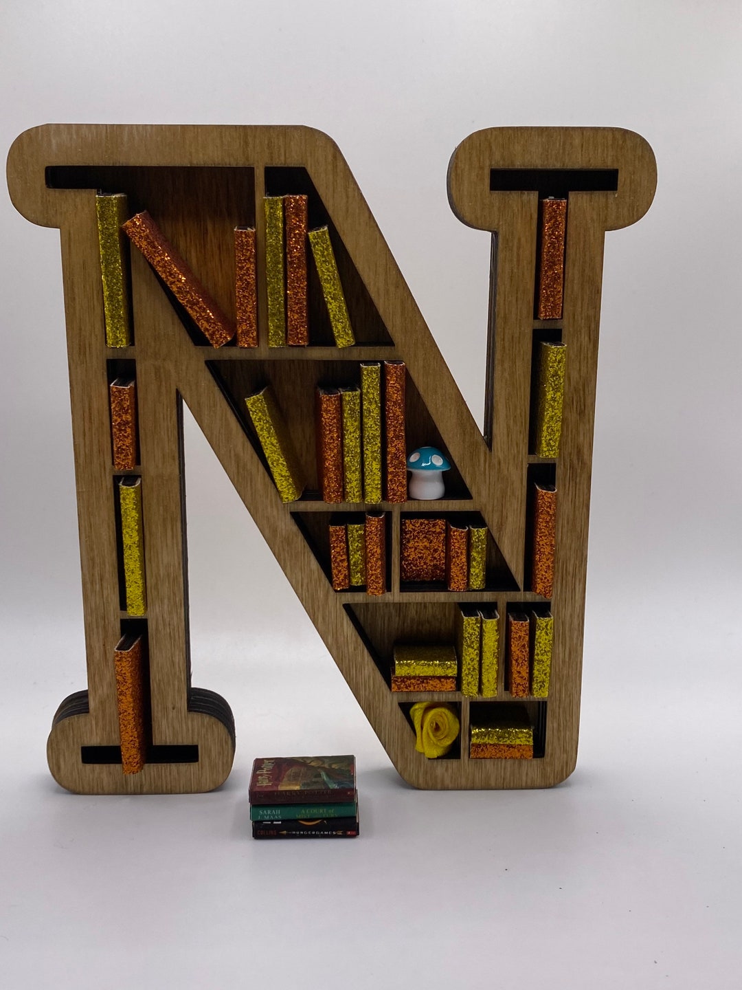 Book Nook Letter N, DIY Book Nook, Book Lover Gift, Book Nook Kit ...