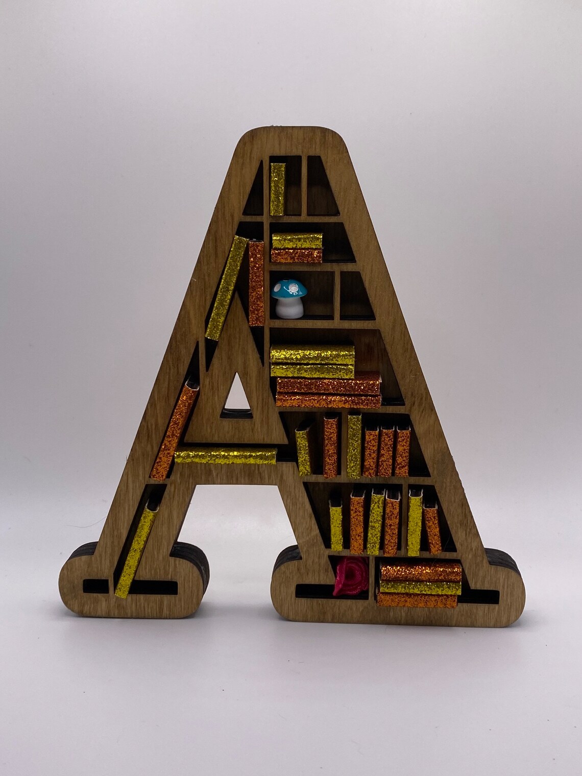 Letter A Book Nook: DIY Book Lover Gift, Miniature Bookshelf - Etsy