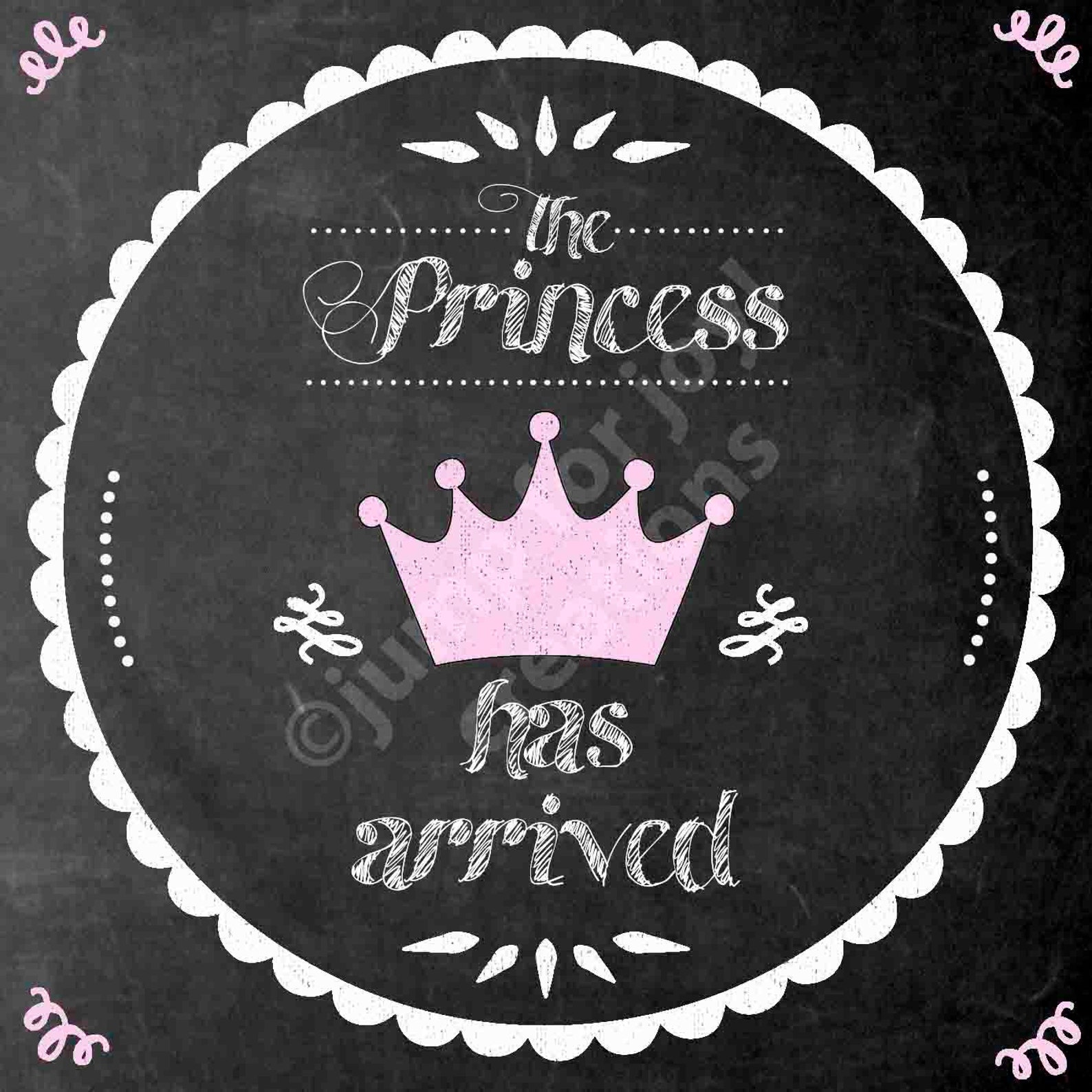 The Princess Has Arrived Digital Images for Baby Girl Shower Invitation ...