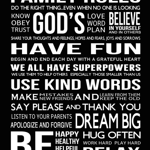 Family Rules Subway - Etsy