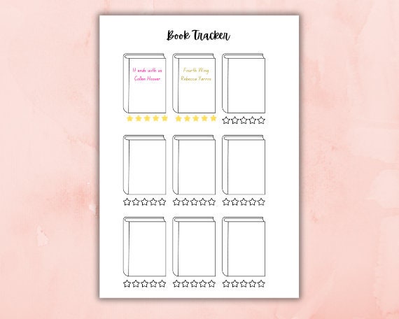 Book Tracker A5 Journal Page PRINTABLE Tracker Reading Log Planner ...