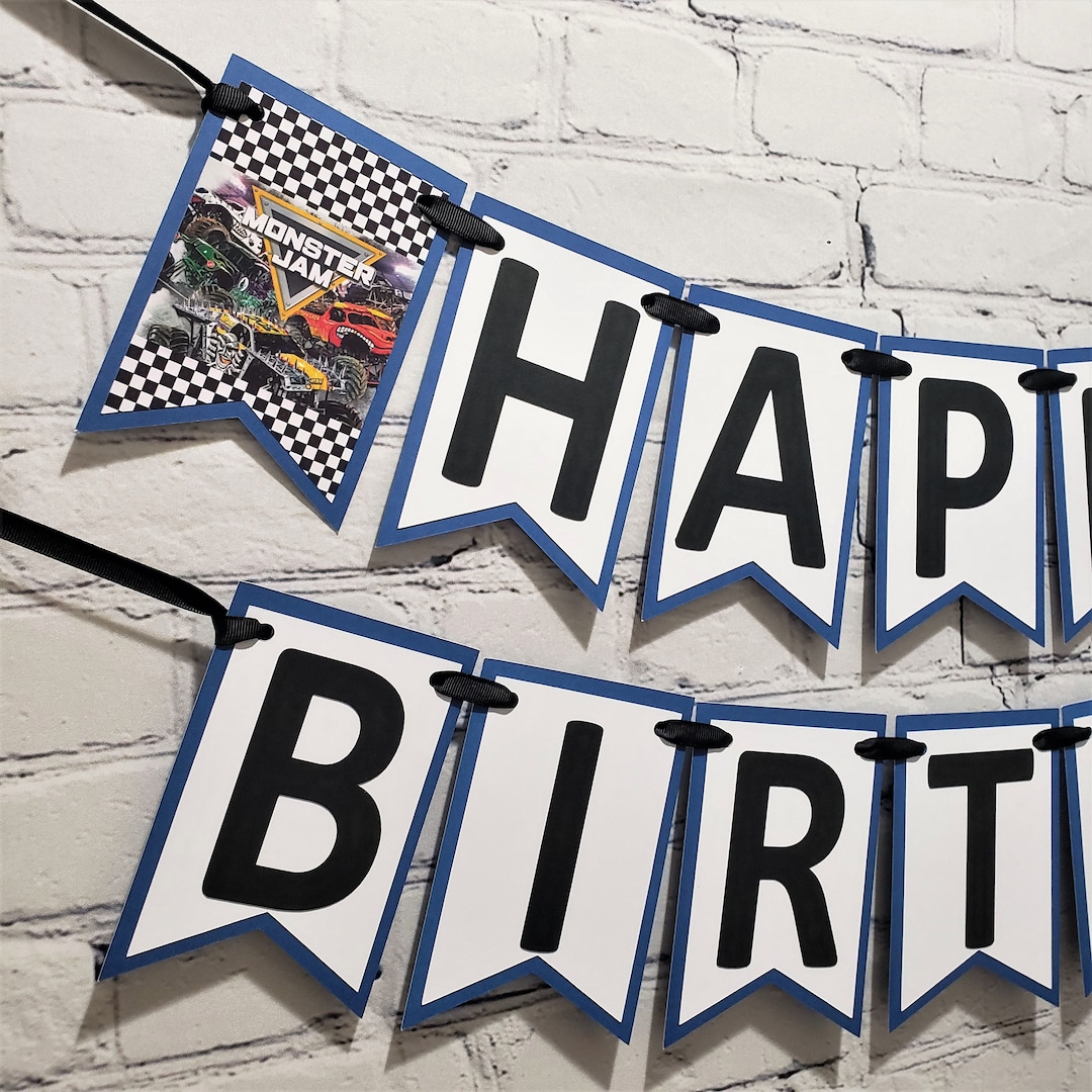 MONSTER JAM Inspired Happy Birthday Banner and Decorations - Etsy