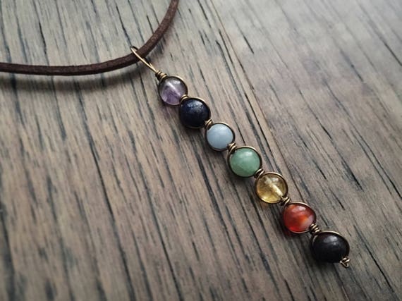 Seven Chakra Pendant Wire Wrapped Gemstone Pendant Chakra | Etsy