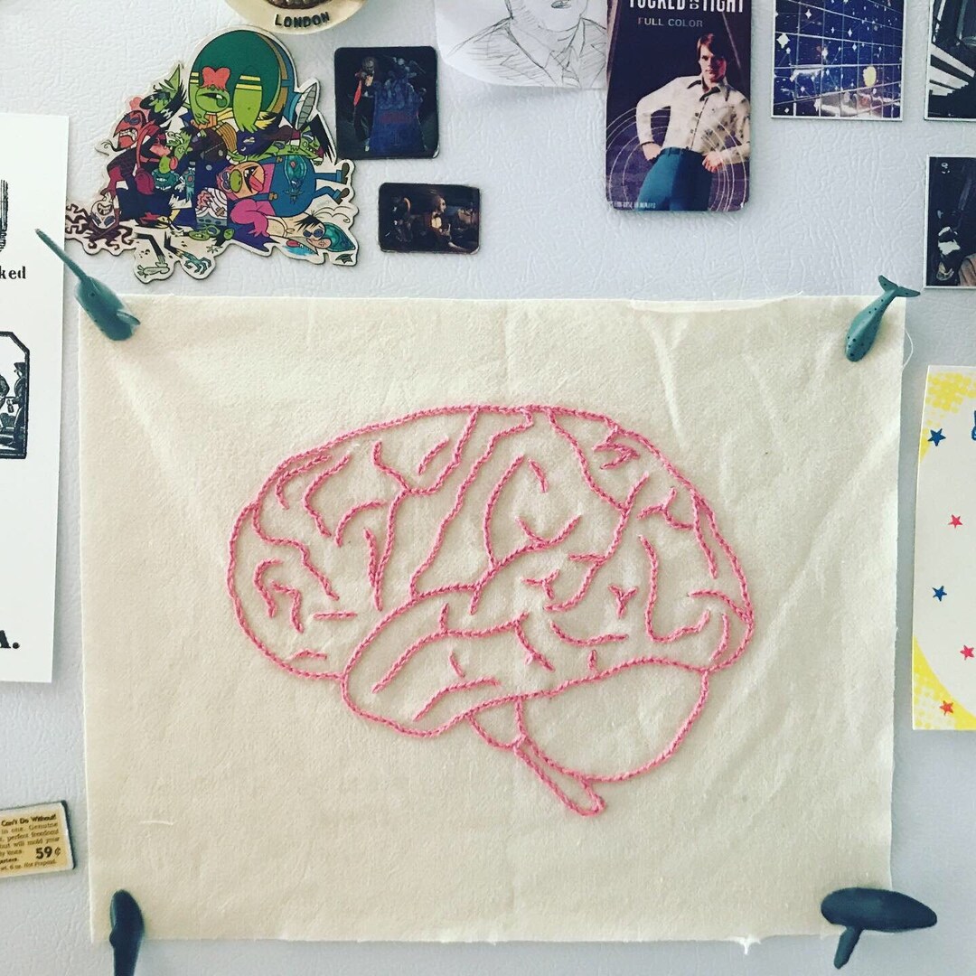 Embroidered Brain Fabric Patch - Etsy
