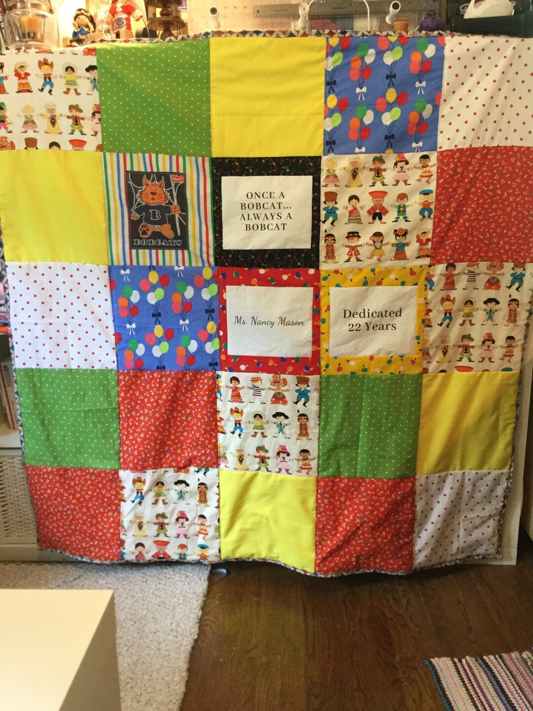 Teacher Retirement Memory Quilt, Picture Quilt, Photo Quilt, Support ...