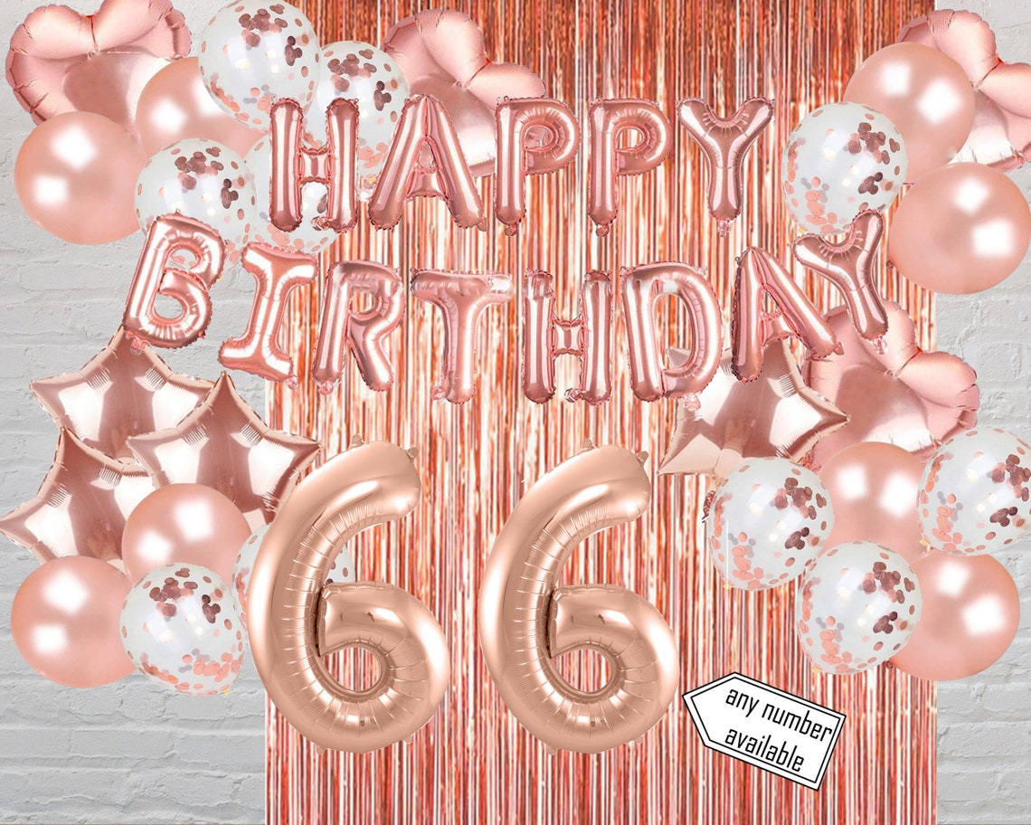 Happy 66th Birthday Rose Gold Balloon Banner Photo Booth - Etsy UK