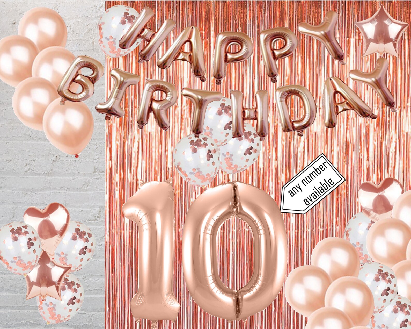 10th Birthday Party Rose Gold Photo Booth Balloon Backdrop - Etsy