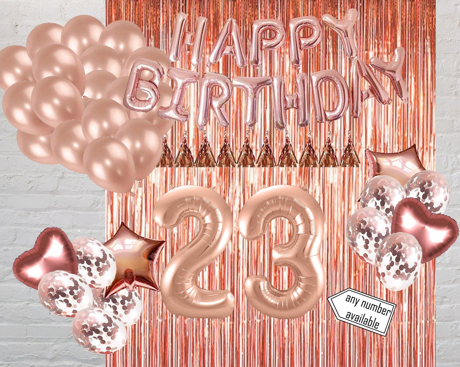 Birthday Party Decorations for 23rd Birthday Rose Gold Balloon Photo ...