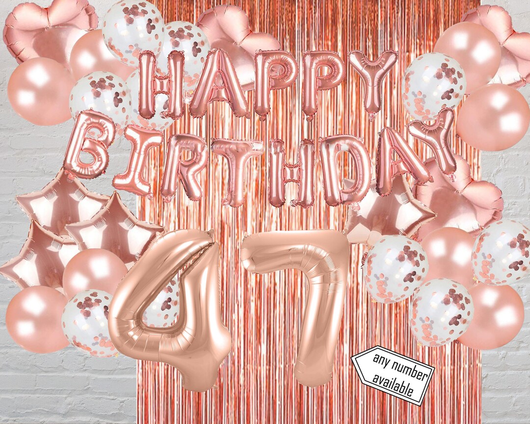 Happy 47th Birthday Rose Gold Balloon Banner Photo Booth - Etsy