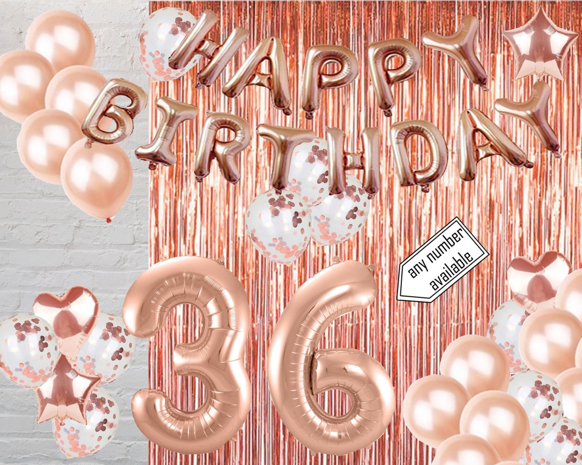 36th Birthday Party Rose Gold Photo Booth Balloon Backdrop Decoration ...