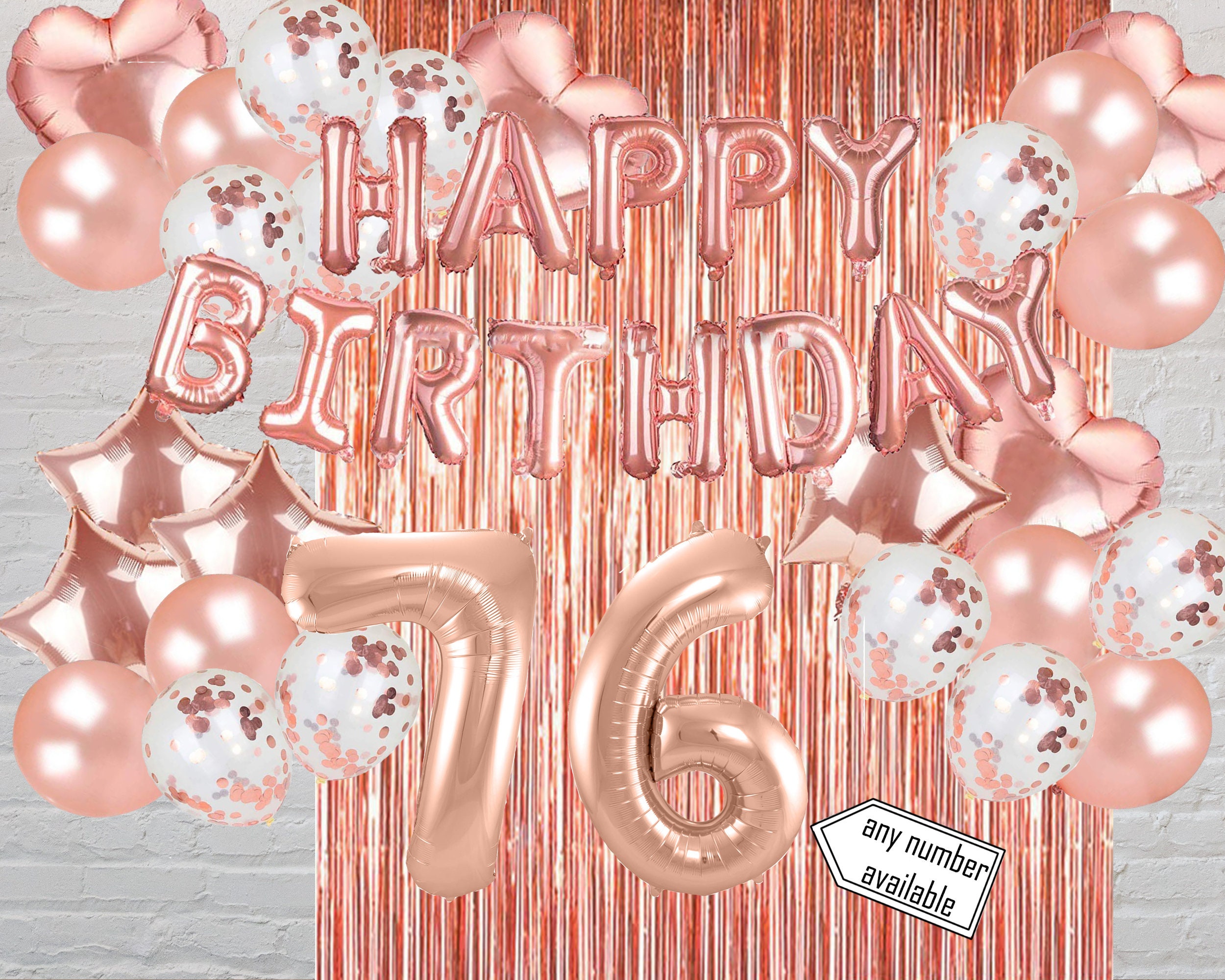 Happy 76th Birthday Rose Gold Balloon Banner Photo Booth - Etsy