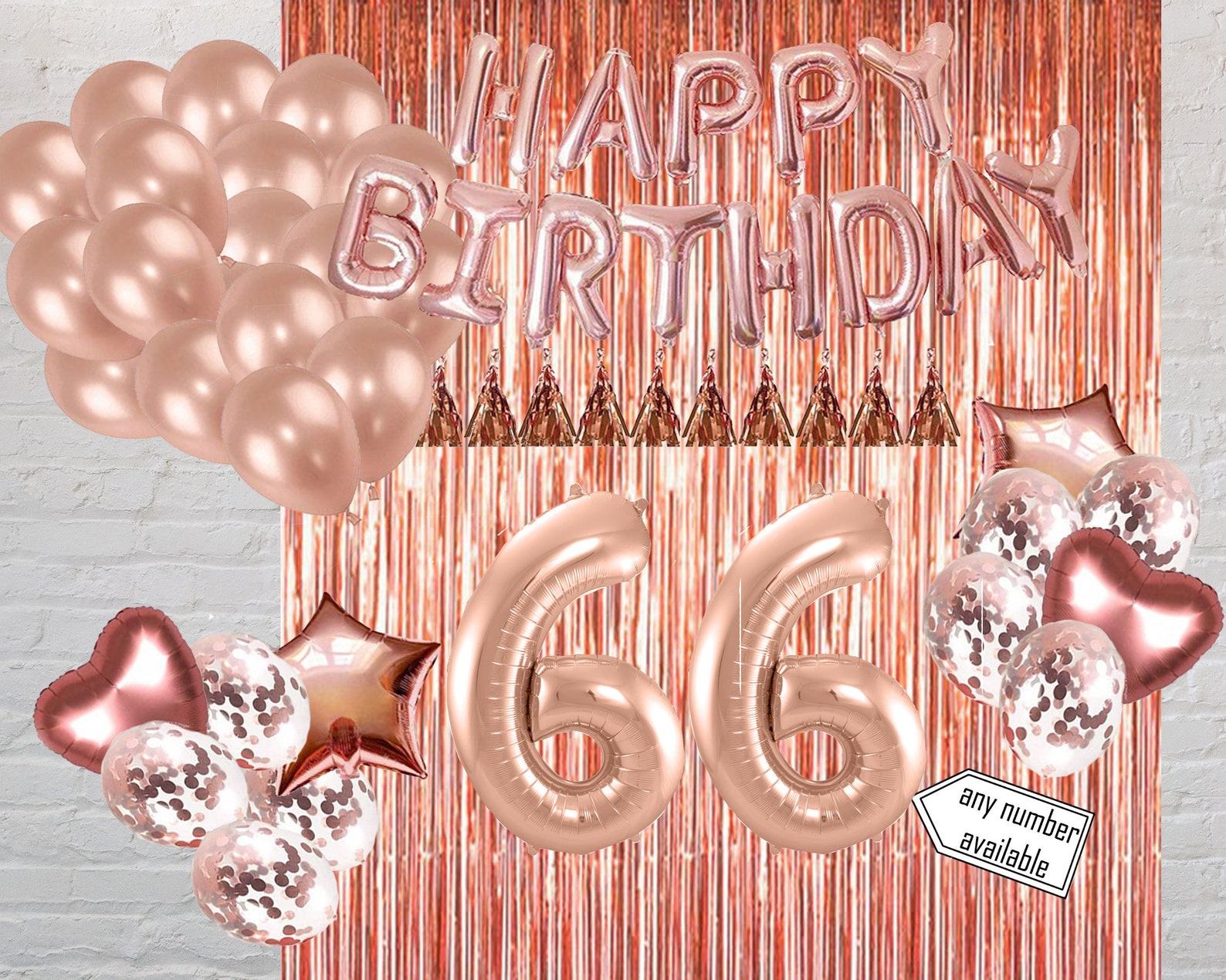 Birthday Party Decorations for 66th Birthday Rose Gold Balloon - Etsy