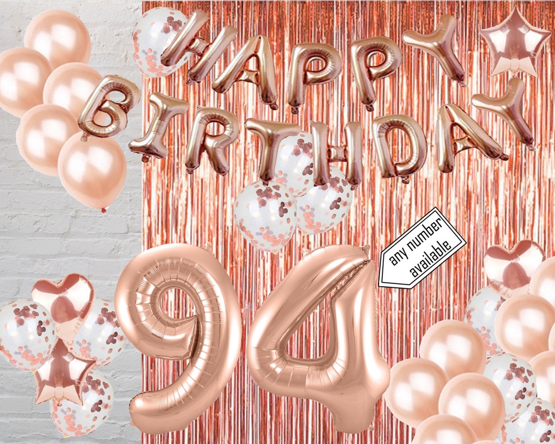 94th Birthday Party Rose Gold Photo Booth Balloon Backdrop Decoration ...