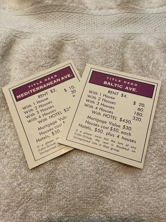 Vintage Monopoly Game Cards | Etsy