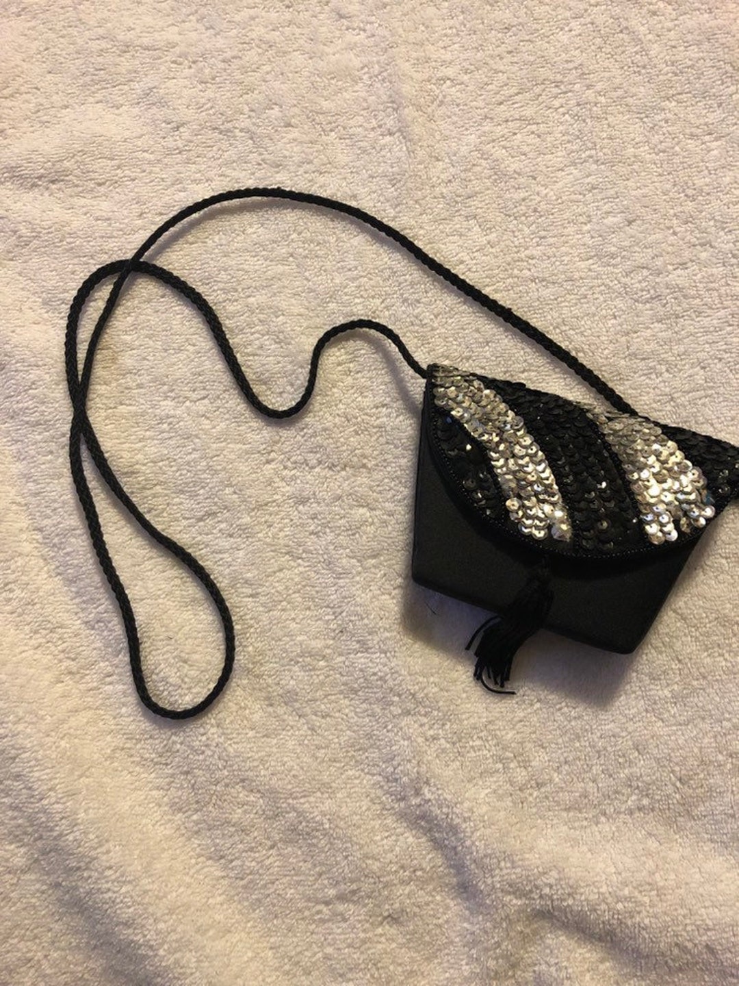 Black and Silver Sequin Mini Bag - Etsy