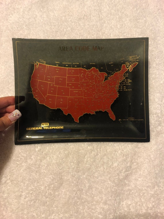 GTE General Telephone Area Code Map Vintage Tray | Etsy