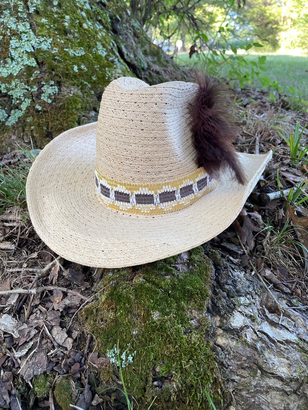Vintage Straw Cowboy Hat - Etsy