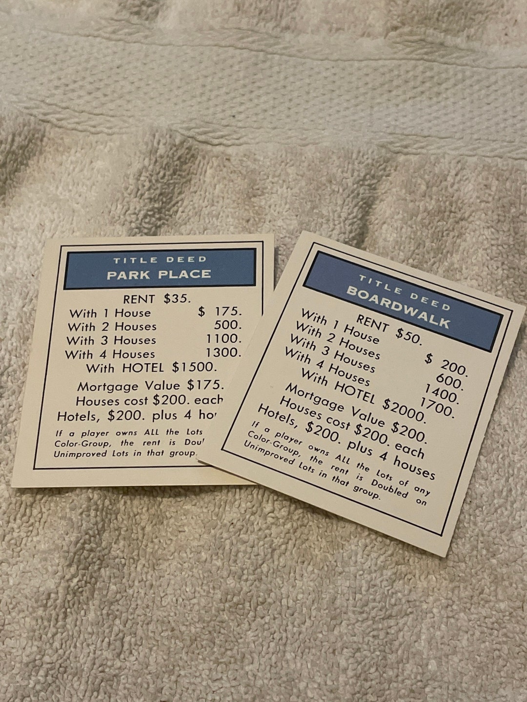 Vintage Monopoly Game Cards - Etsy