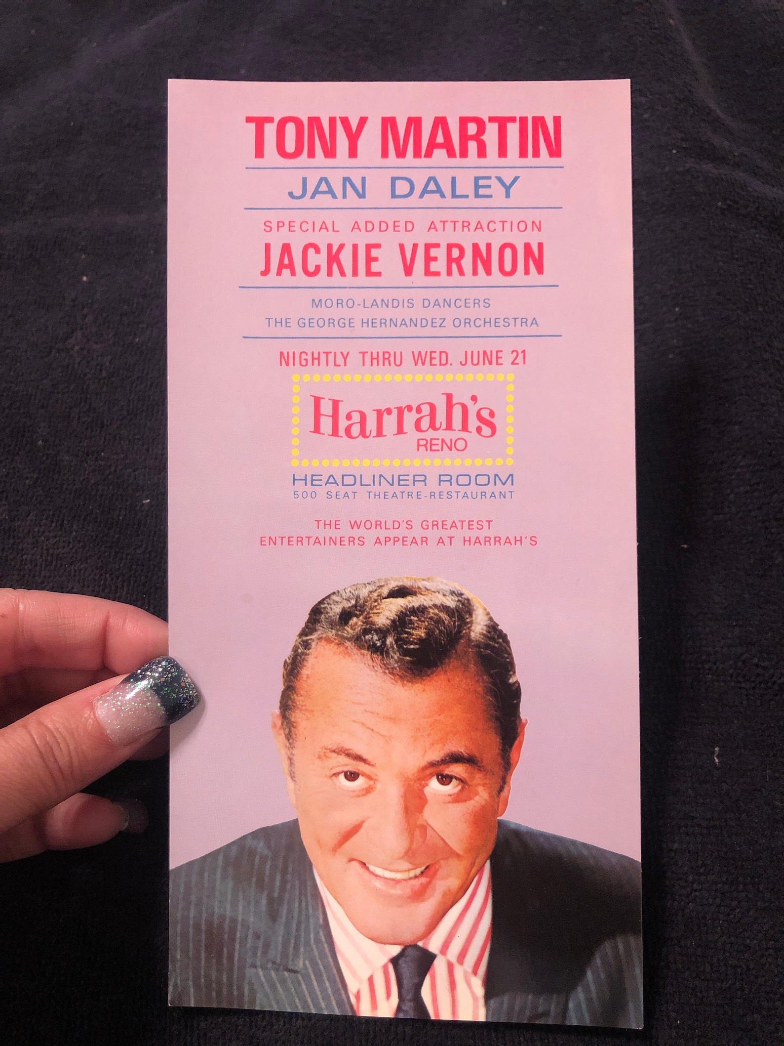 Harrahs Reno Tony Martin Janet Daley Promotional Postcard | Etsy