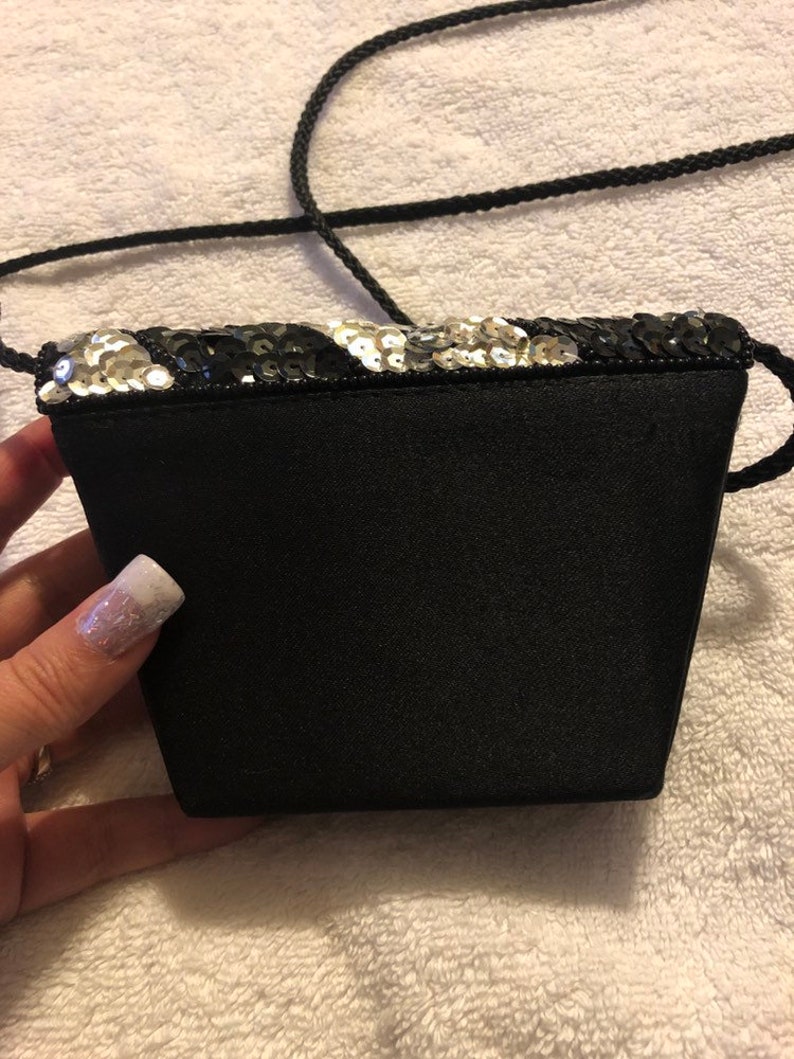 Black and Silver Sequin Mini Bag - Etsy