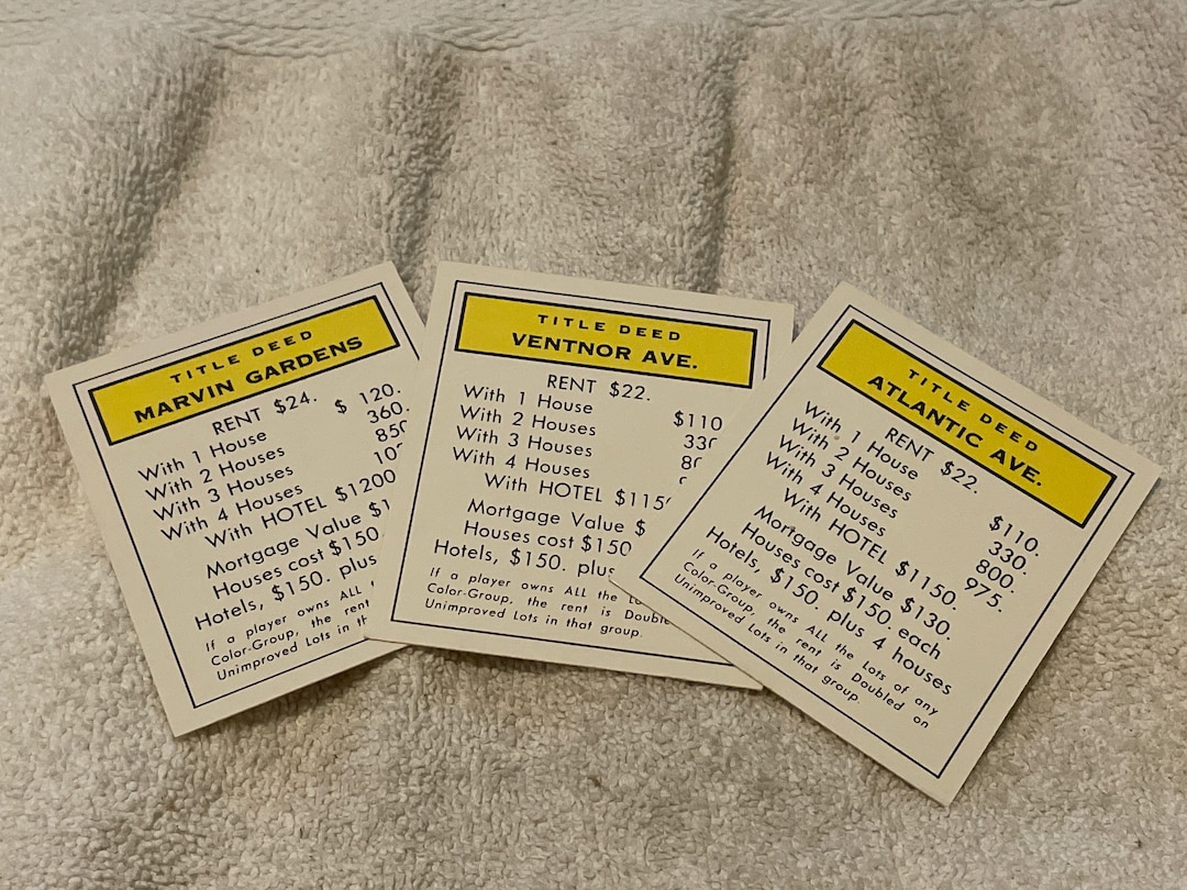 Vintage Monopoly Game Cards - Etsy