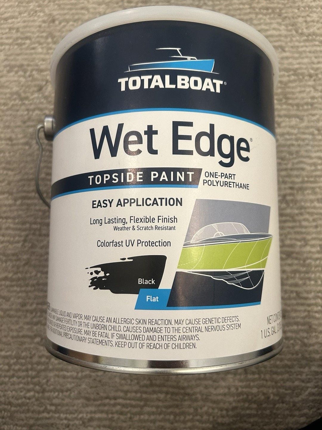 Totalboat Wet Edge Marine Topside Paint for Boats Fiberglass Black Flat ...