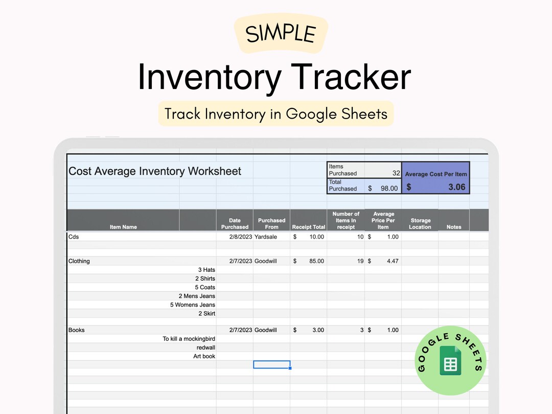Easy Inventory Spreadsheet Small Business Inventory Tracker Inventory ...