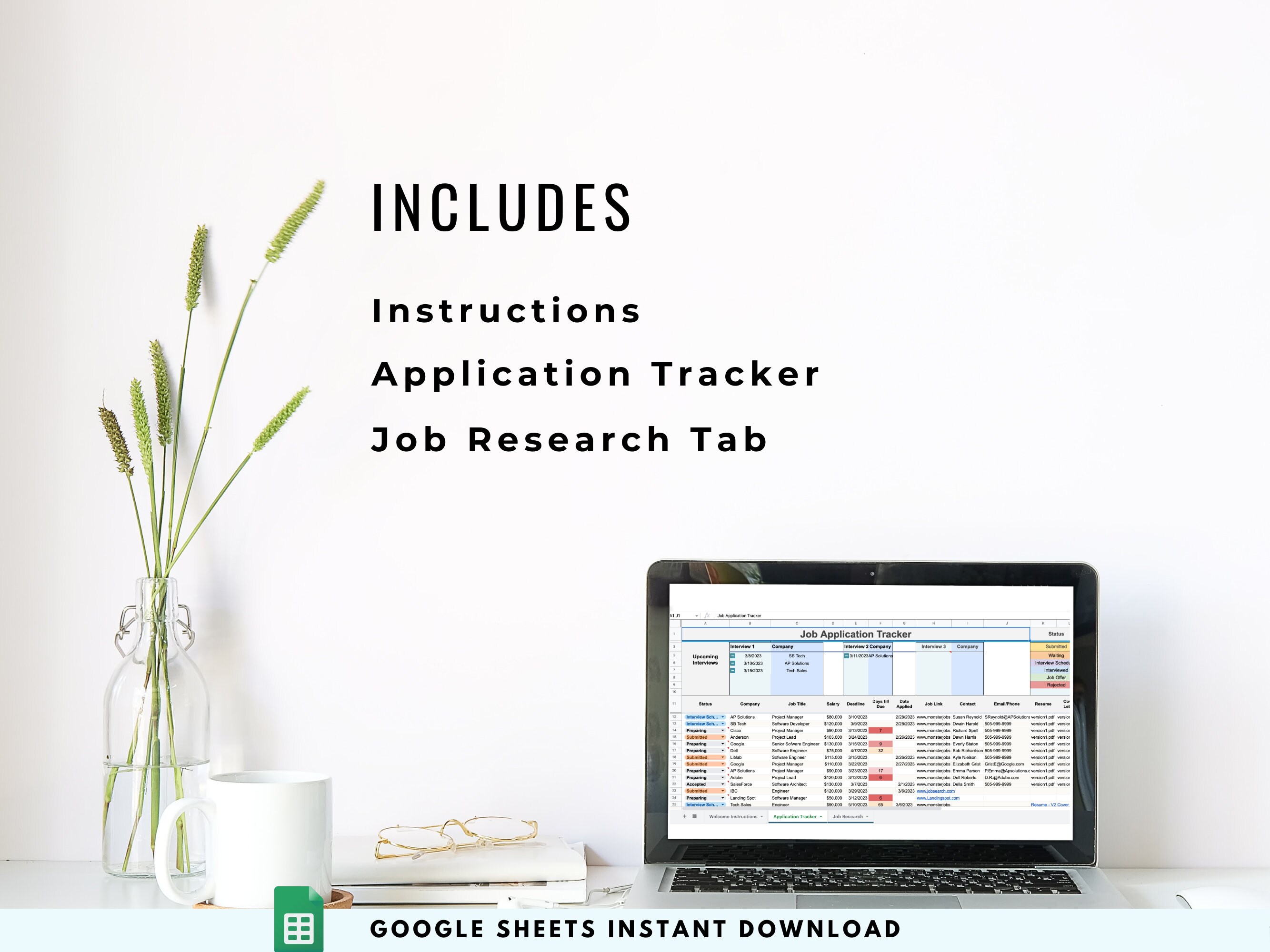 Job Application Tracker, Job Application Planner, Job Search Organizer ...
