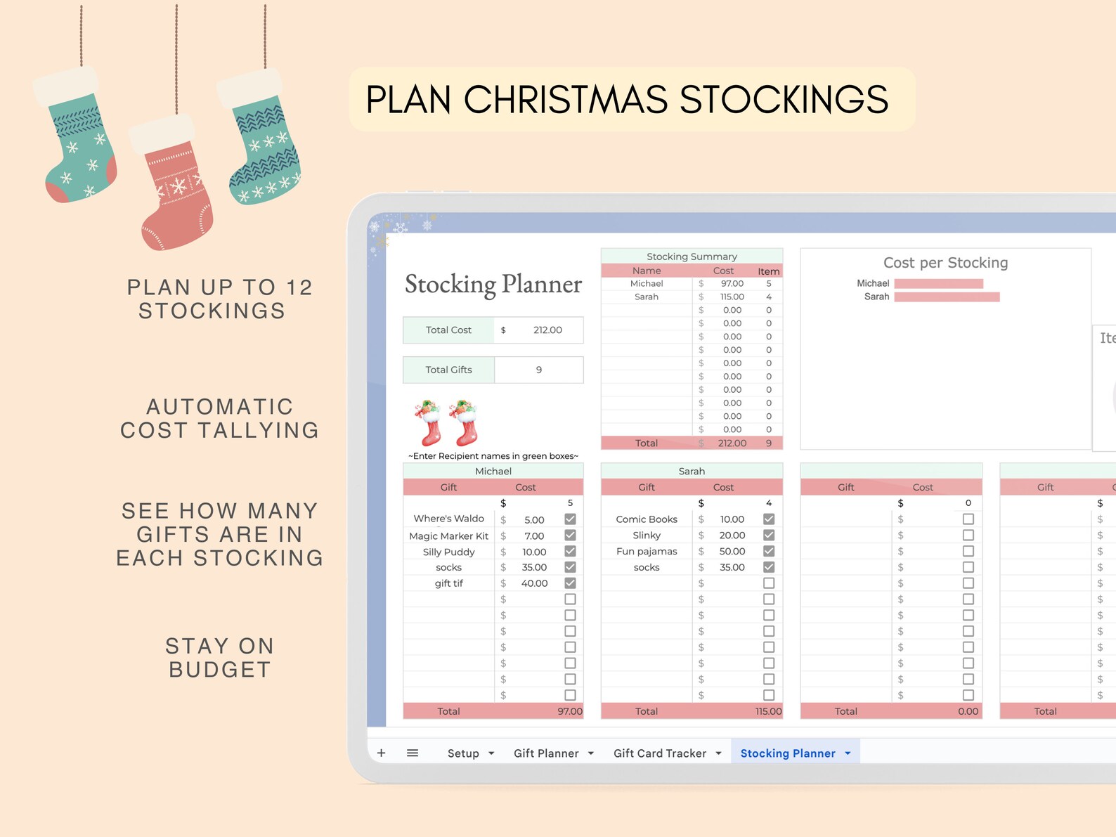 Christmas Gift Tracker Spreadsheet Christmas Planner Google Sheets ...