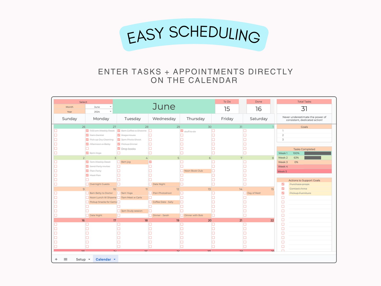 Digital Monthly Calendar 2025 Task Planner Google Sheets Editable ...