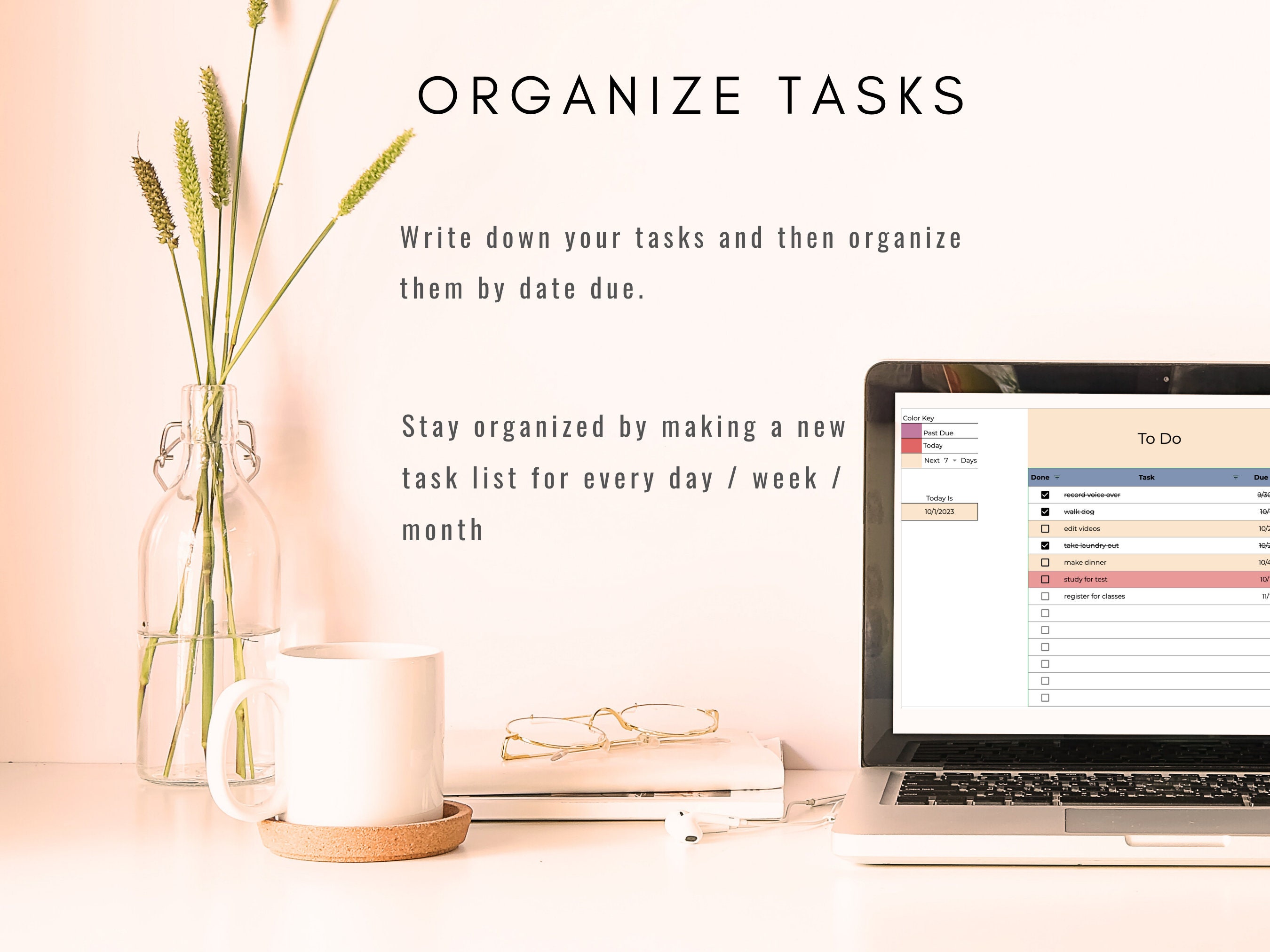 Simple to Do List Task Checklist Daily Planner Google Sheets Task ...