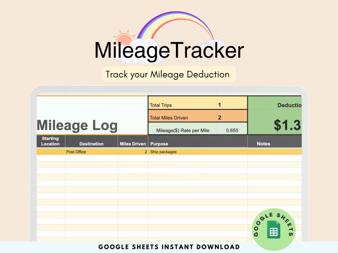 Mileage Deduction Spreadsheet Business Mileage Tracker Self Employed ...