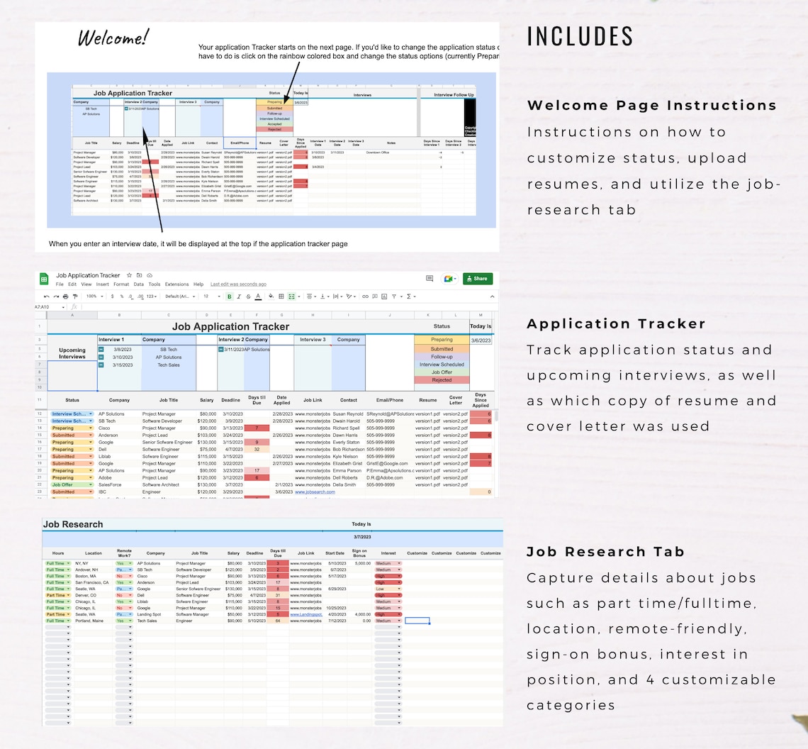 Job Application Tracker, Job Application Planner, Job Search Organizer ...