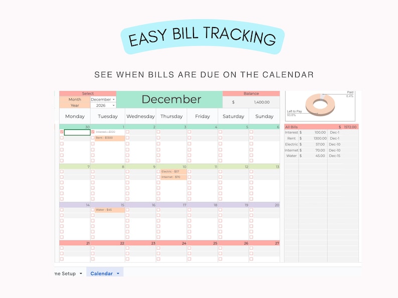 Monthly Bill Tracker Budget Template, Monthly Bill Calendar Income and ...