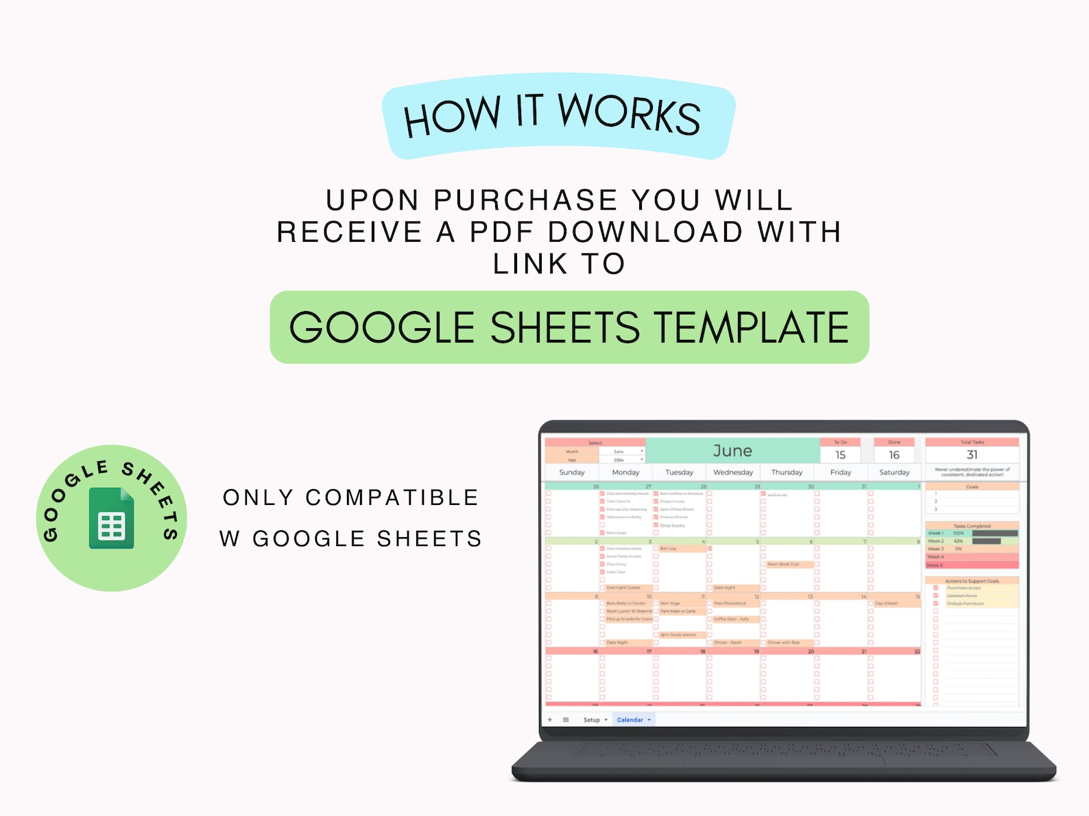 Digital Monthly Calendar 2025 Task Planner Google Sheets Editable ...