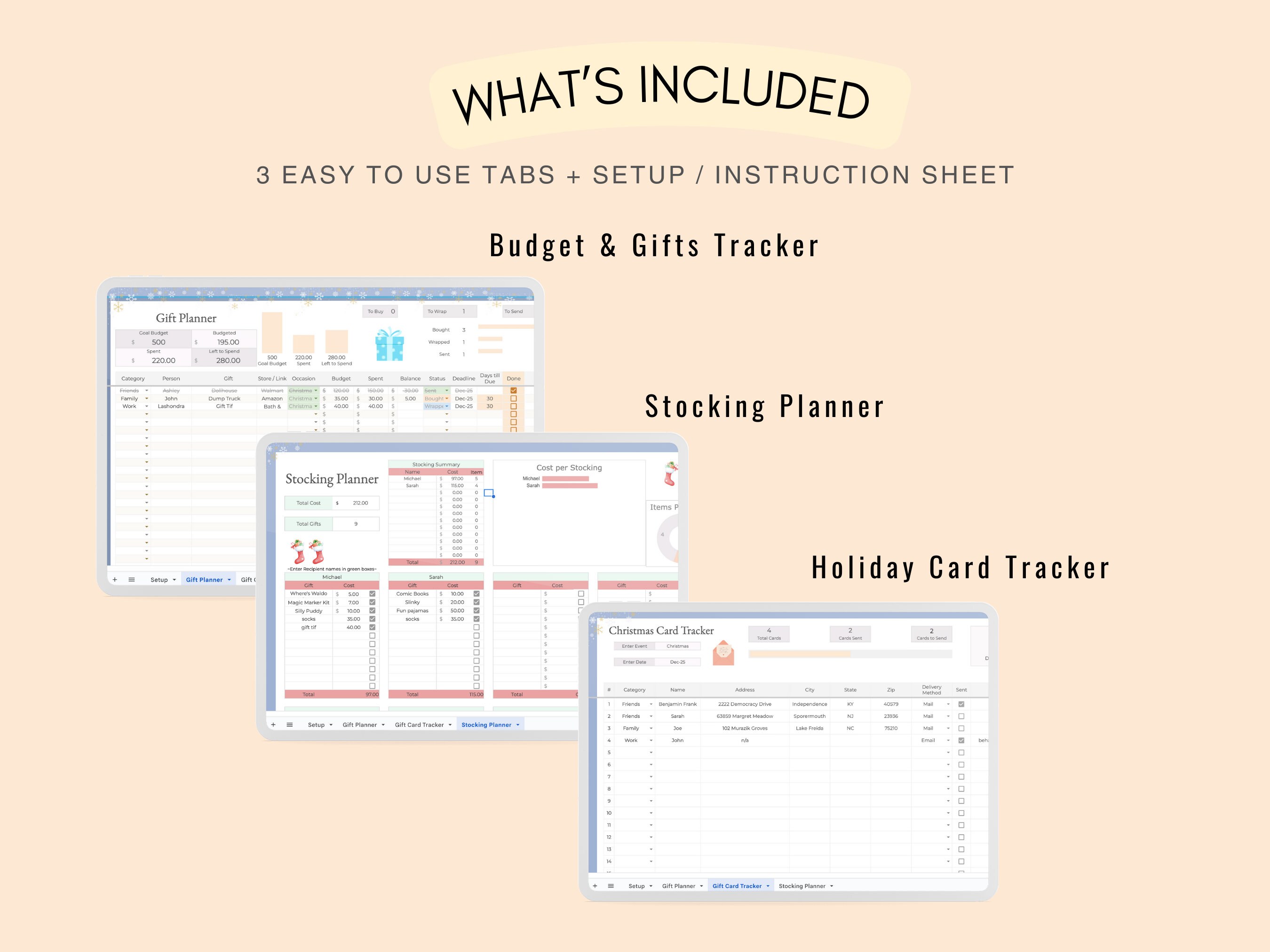 Christmas Gift Tracker Spreadsheet Christmas Planner Google Sheets ...