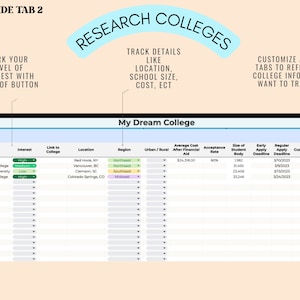 College Application Tracker College to Do List Organizer ADHD Student ...