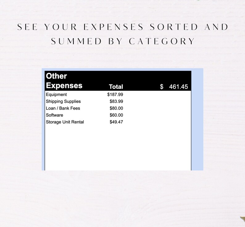 Expense Tracker Budget Spreadsheet Transaction Sorter Small Business ...