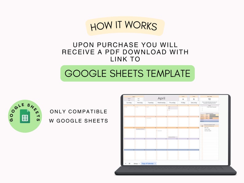 Monthly Calendar 2024 2025 Planner Google Sheets Editable Calendar Task ...