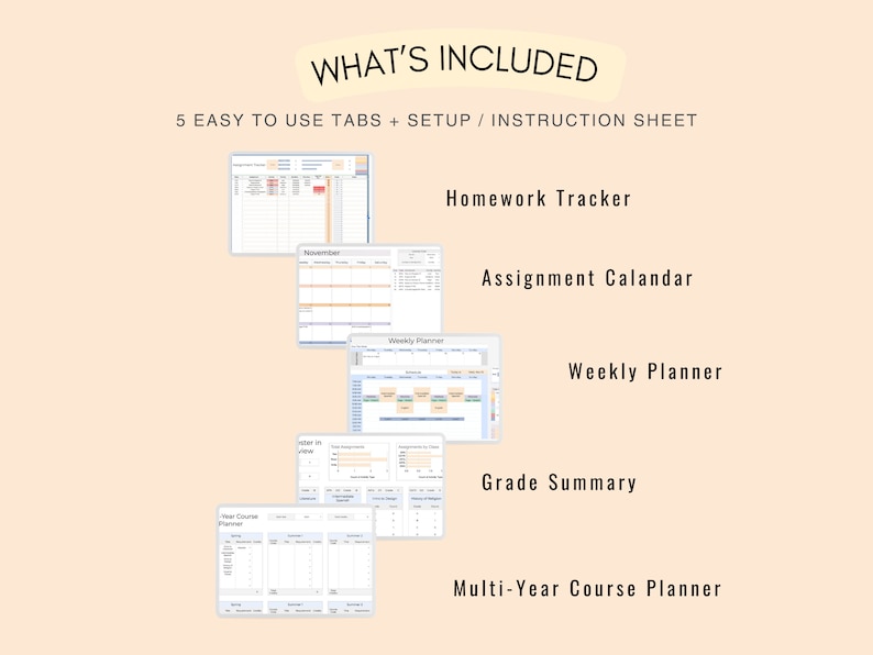 Academic Planner School Assignment Tracker Google Sheets ADHD Student ...