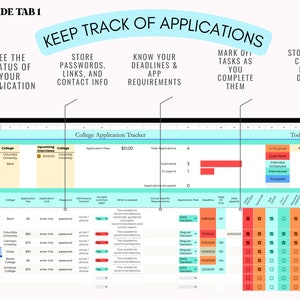College Application Planner School Tracker Highschool Student Planner ...