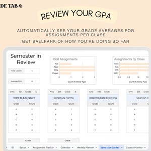 Academic Planner School Assignment Tracker Google Sheets ADHD Student ...