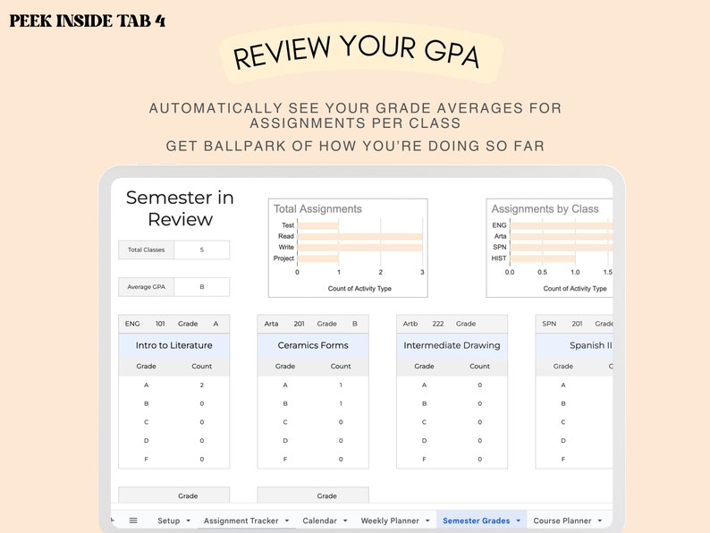 Academic Planner School Assignment Tracker Google Sheets ADHD Student ...