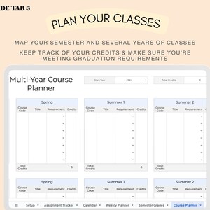 Academic Planner School Assignment Tracker Google Sheets ADHD Student ...