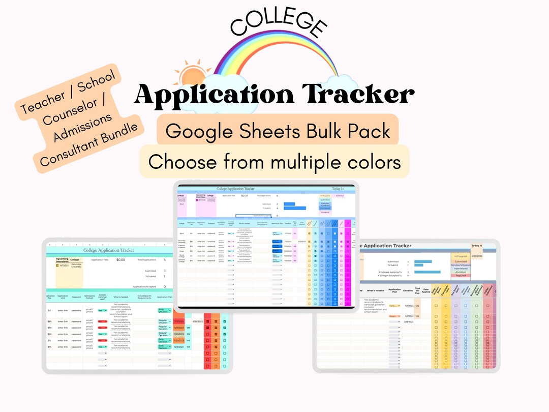 College Application Tracker for School Counselors Highschool Advisor ...