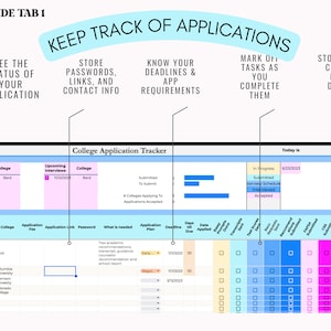 College Application Tracker Academic Planner Google Sheets Apply to ...