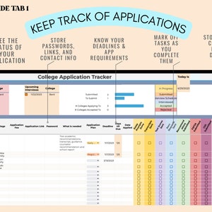 College Application Tracker College to Do List Organizer ADHD Student ...