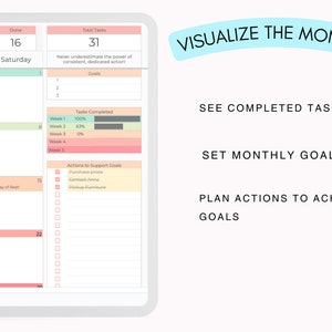 Digital Monthly Calendar 2025 Task Planner Google Sheets Editable ...