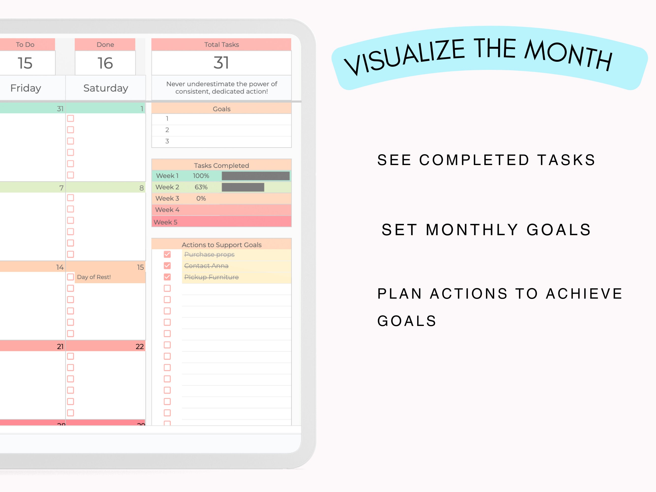 Digital Monthly Calendar 2025 Task Planner Google Sheets Editable ...