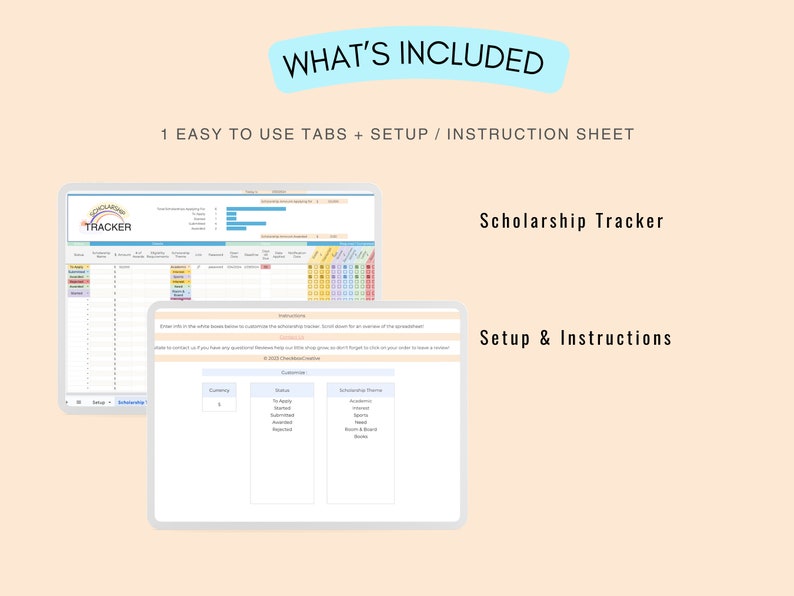 Scholarship Tracker Google Sheets College Planning Spreadsheet School ...